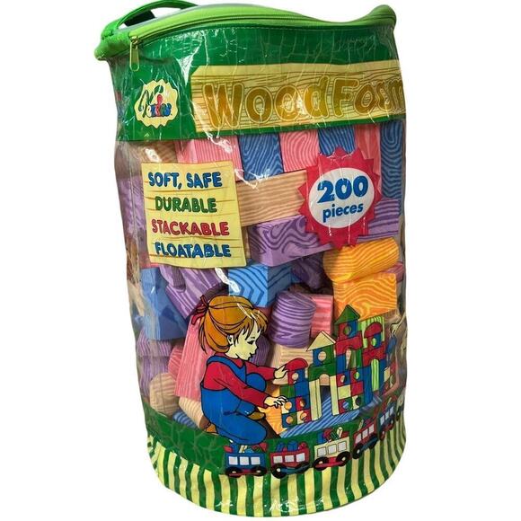 Verdes | Toys | Vintage 99s Verdes 200 Piece Foam Wood Building Blocks ...